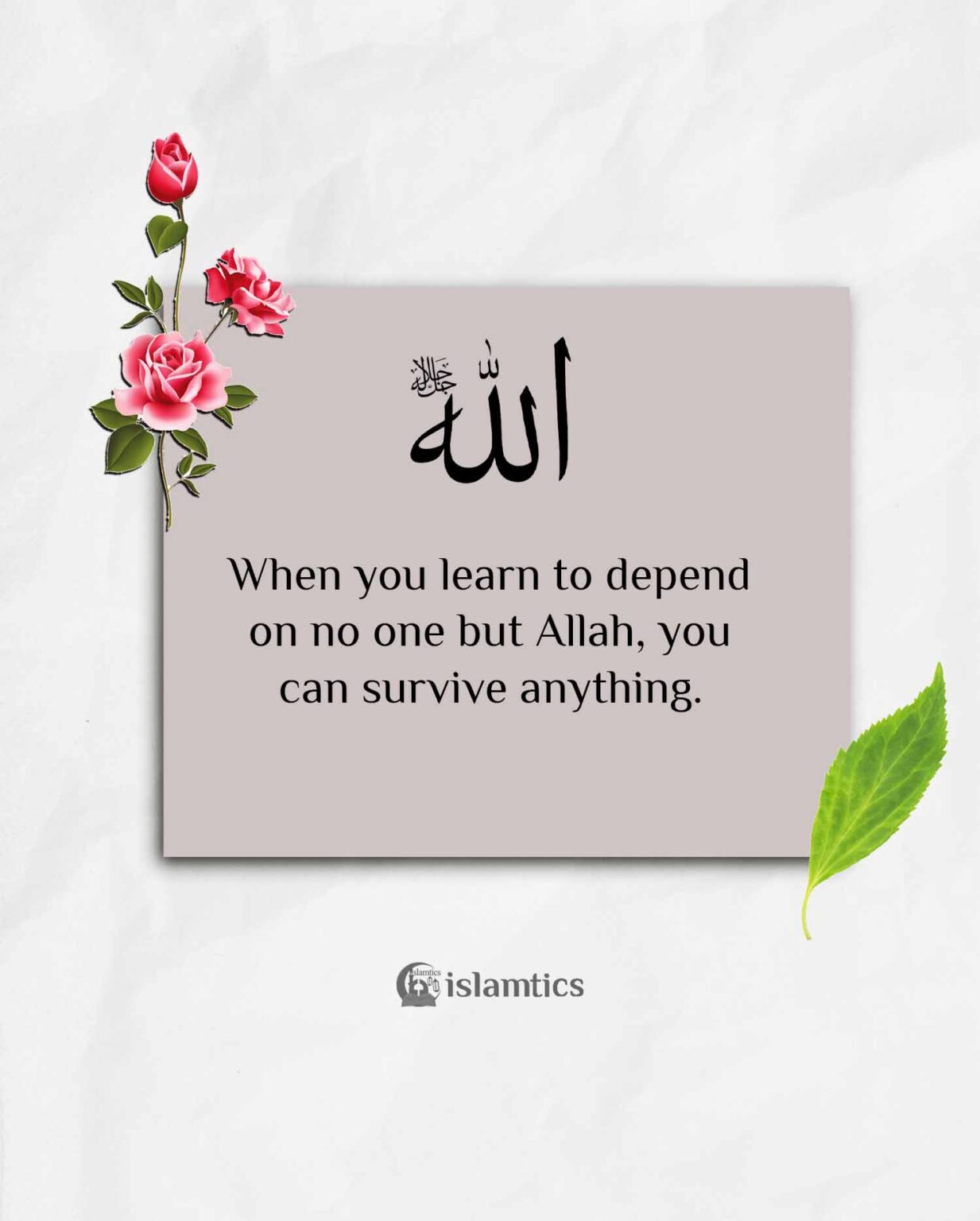 When you learn to depend on no one but Allah, you can survive anything ...